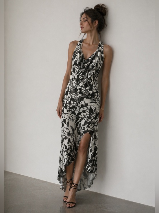 Haute Hippie | Dresses | Haute Hippee 0 Silk Drapedneck Racerback Maxi ...